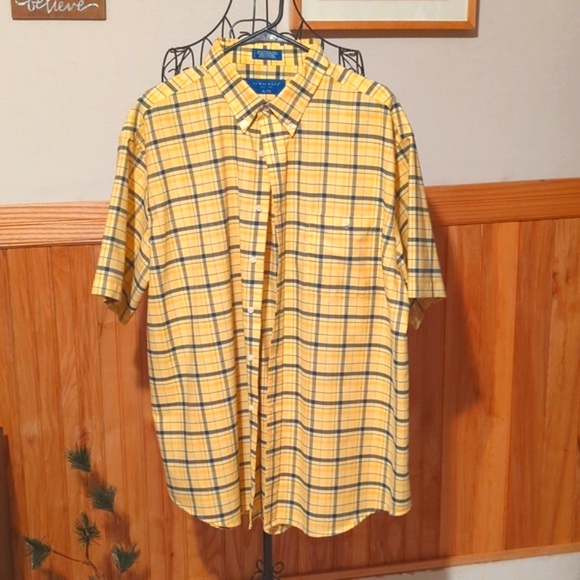 Towncraft | Shirts | Towncraft Mens Xl Casual Dress Shirt Yellow Plaid ...